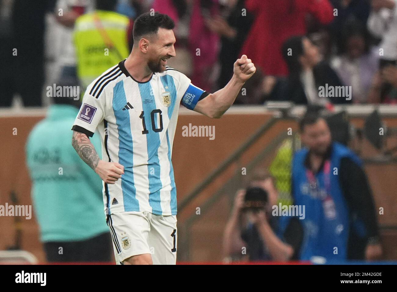 Lionel Messi of Argentina celebrates his goal during the FIFA World Cup ...