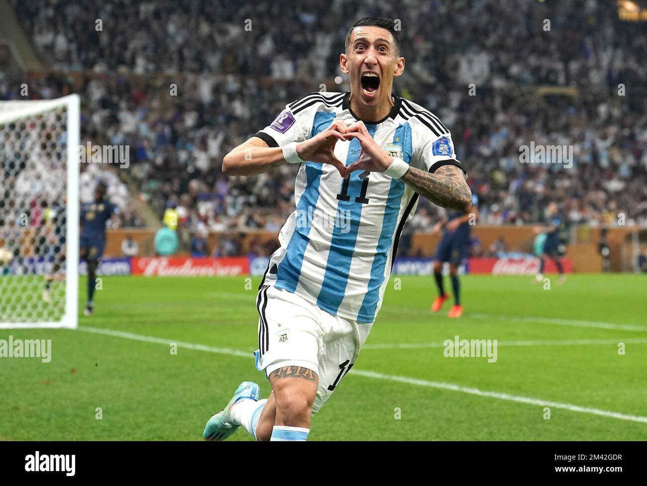 Argentina's Angel Di Maria celebrates scoring their side's second goal ...