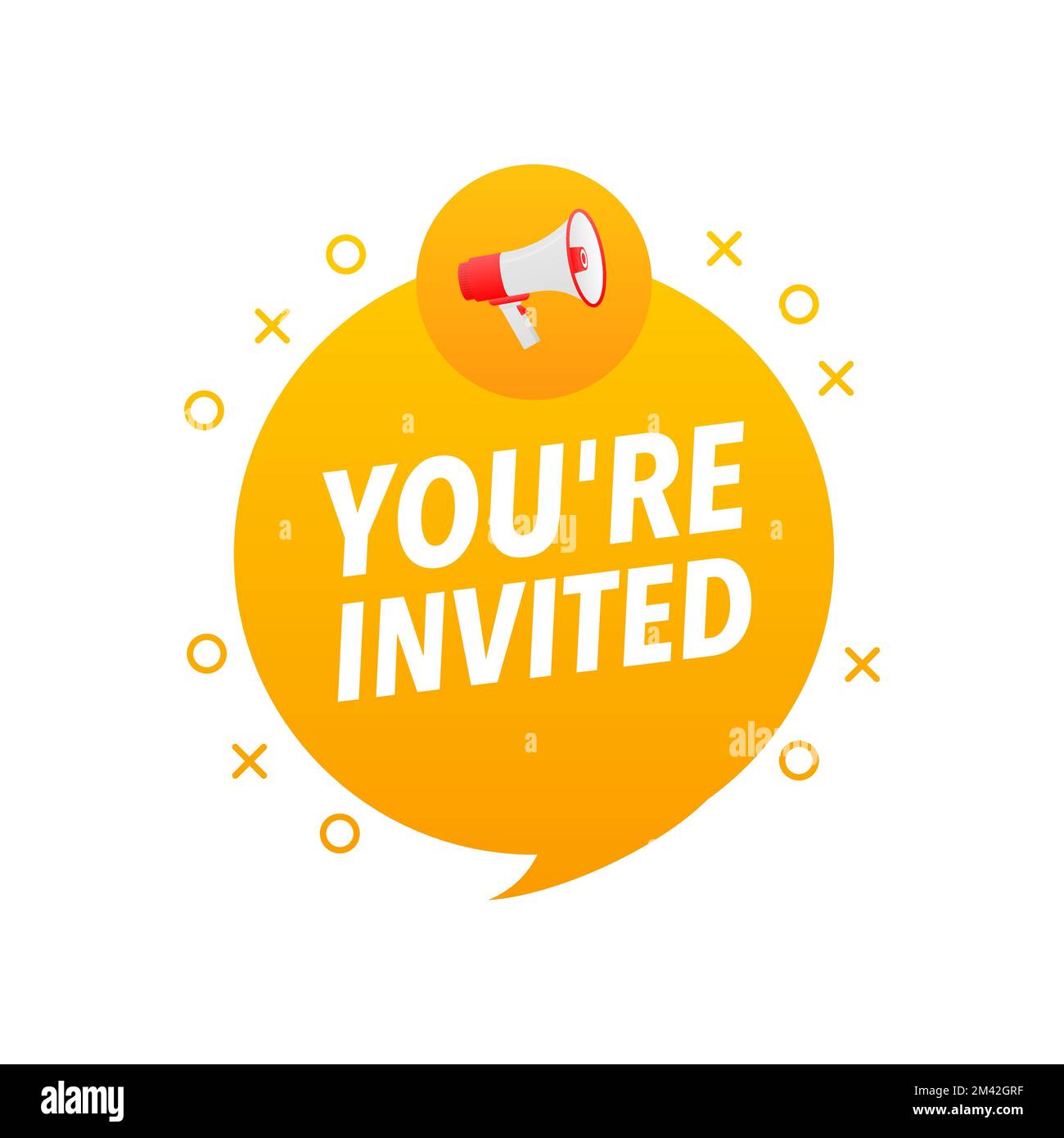 You Are Invited Announcement Megaphone Label Loudspeaker Speech Bubble