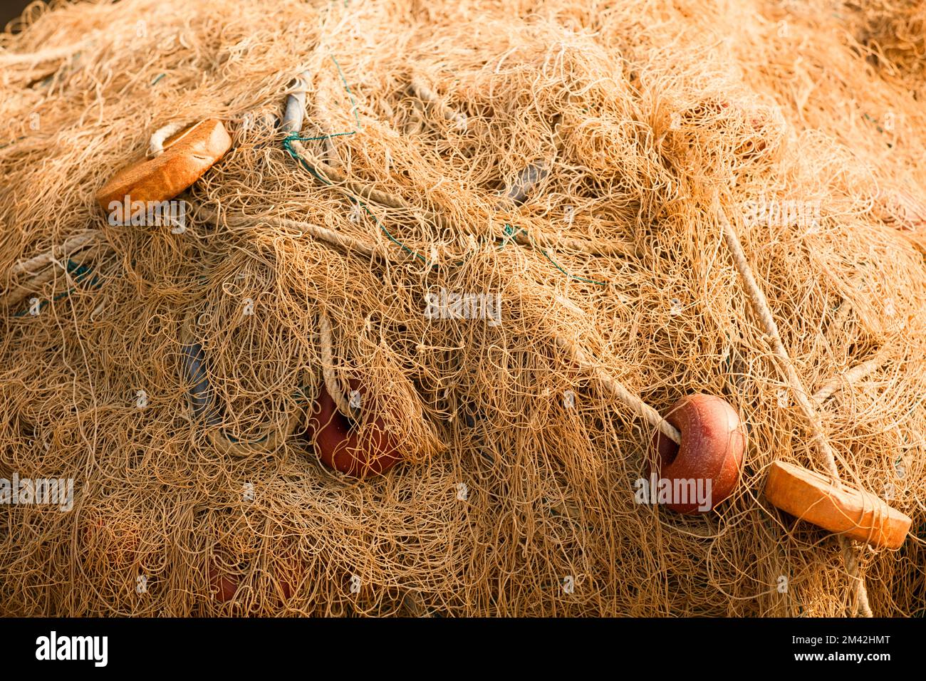 texture of longline fishing nets with float buoys of different shapes ...