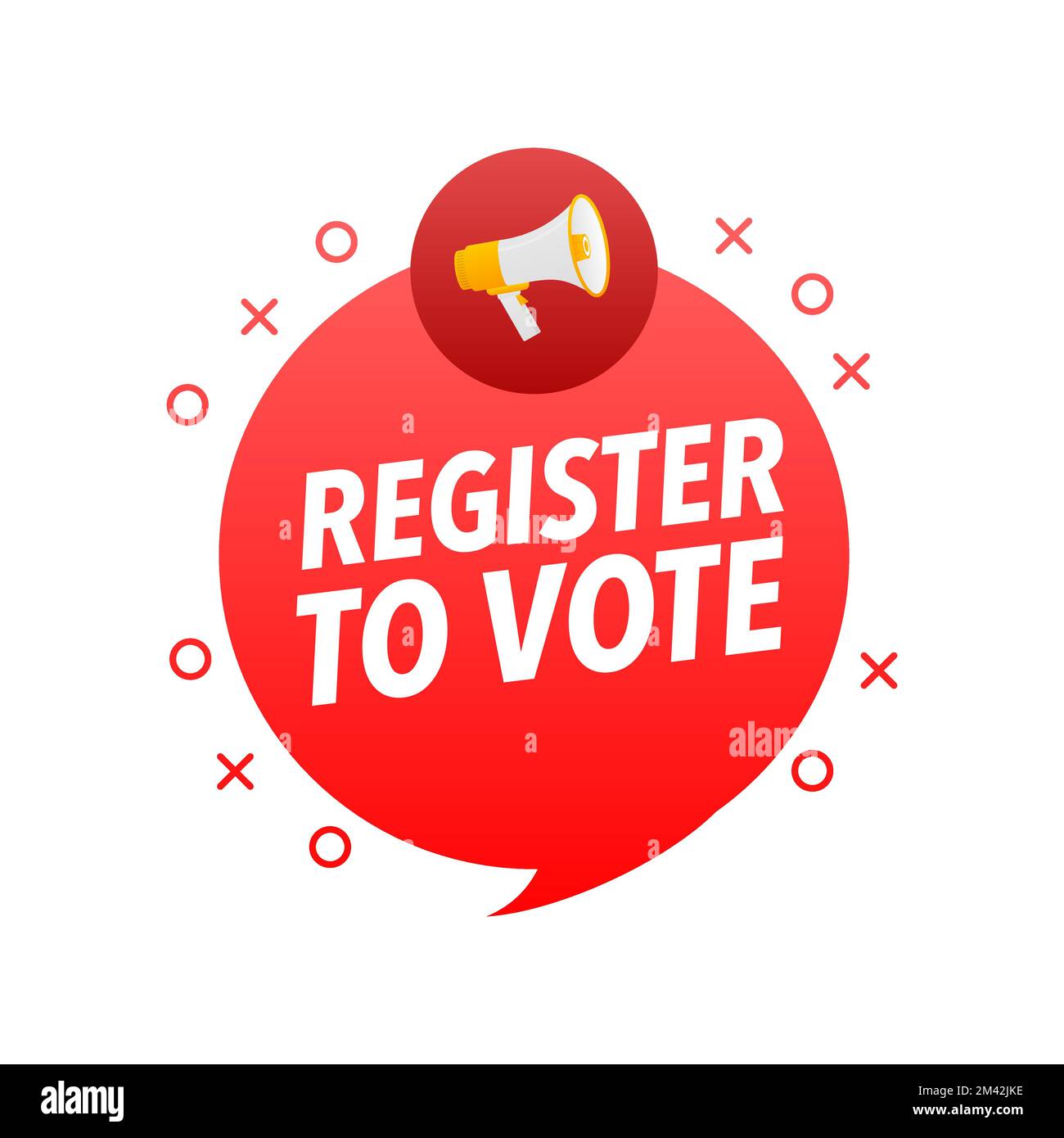 Register to vote Announcement Megaphone Label. Loudspeaker speech ...