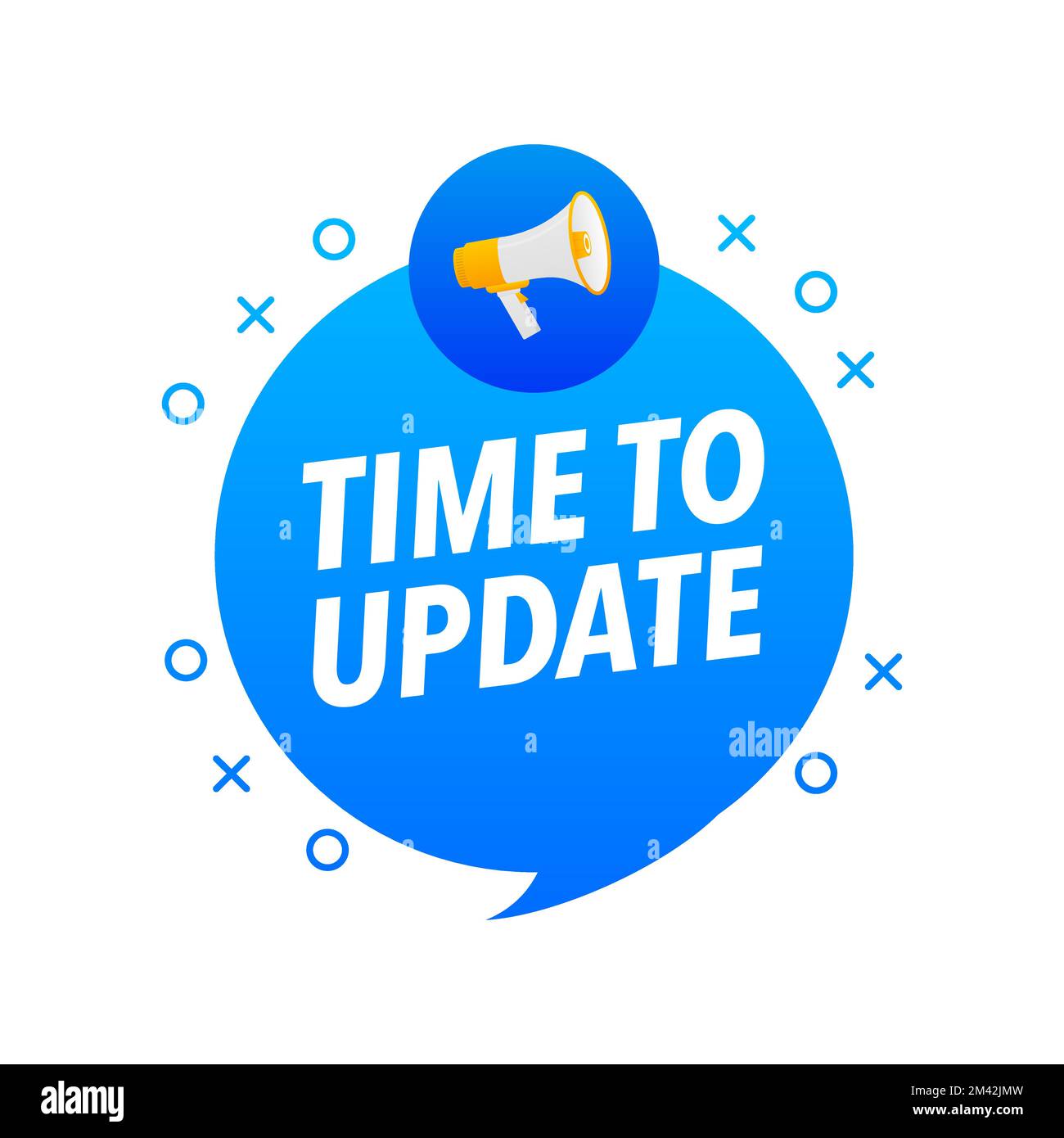 Time to update Announcement Megaphone Label. Loudspeaker speech bubble ...