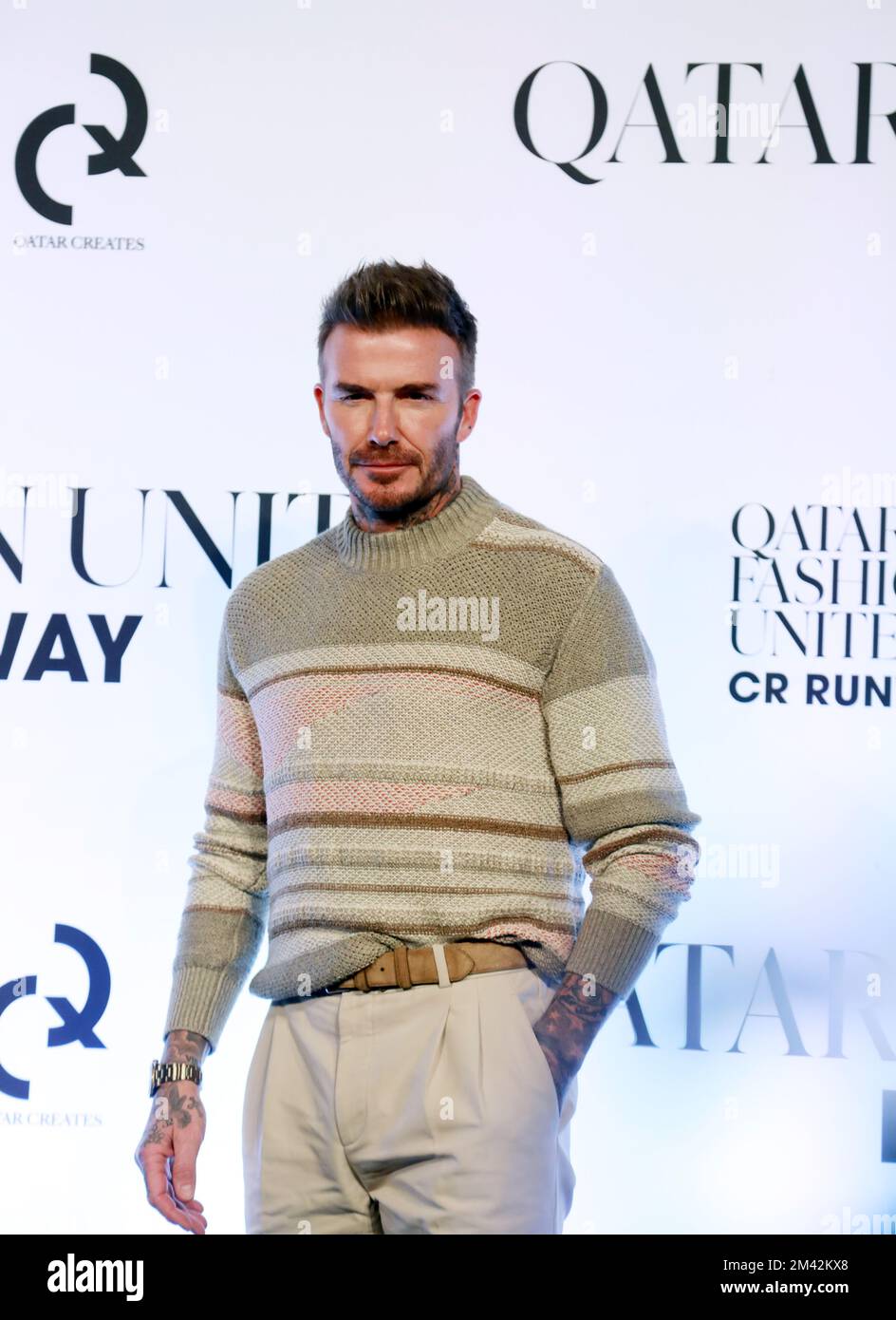 David Beckham walks on a runway during the Qatar Fashion United show by ...