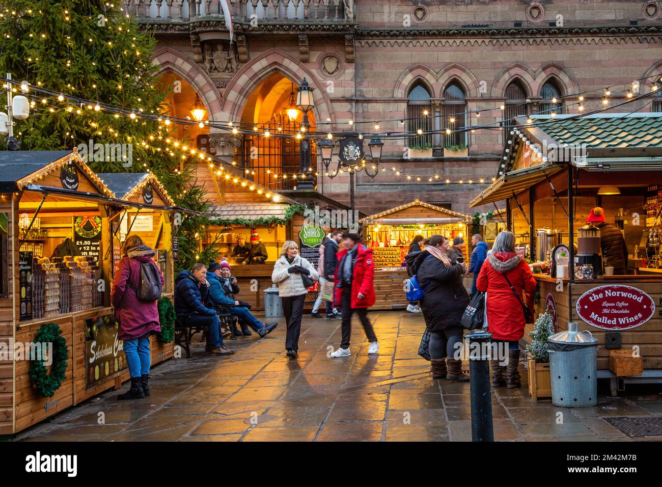 Christmas street market in the Cheshire city of Chester in front of the ...