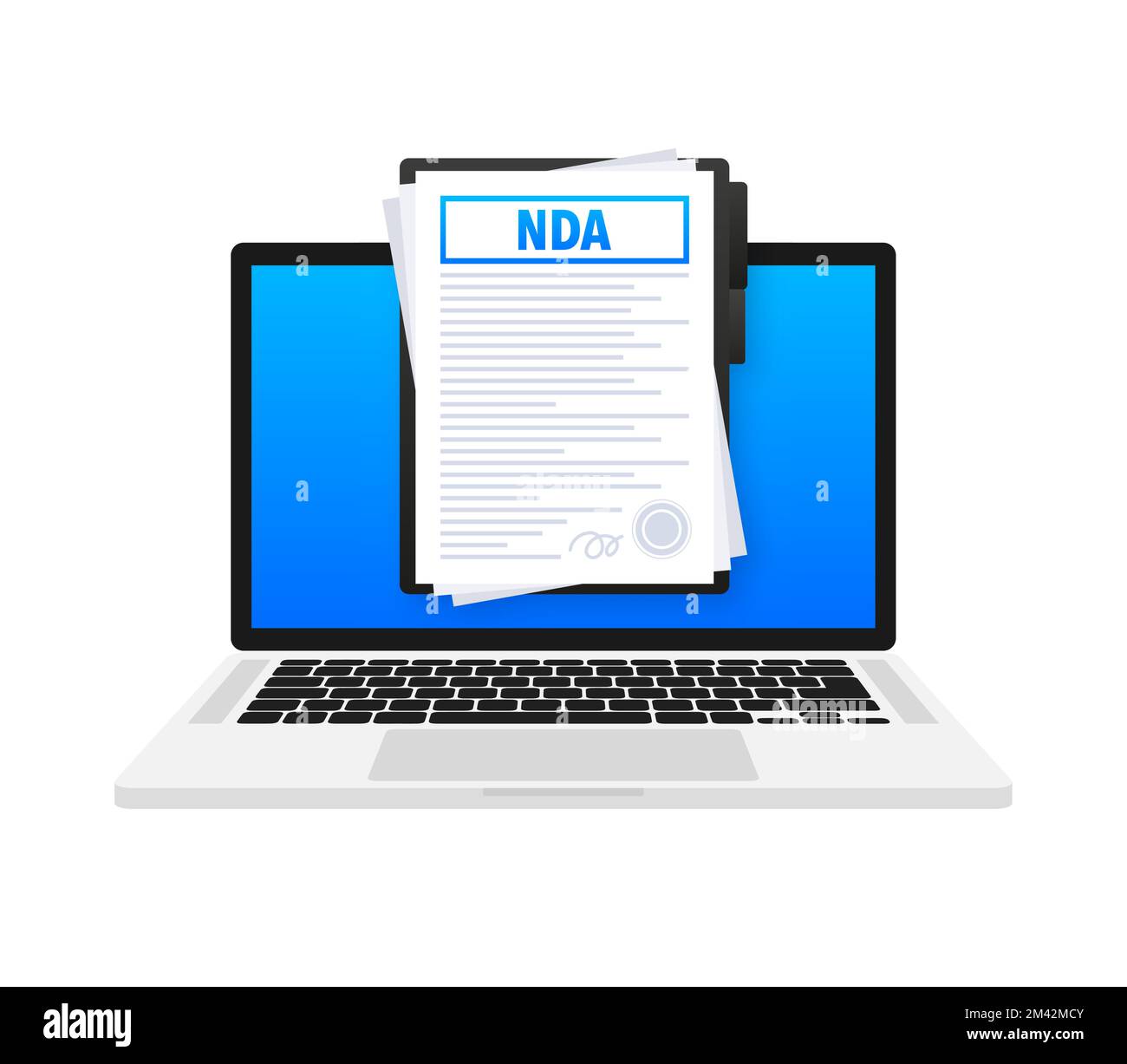 NDA - Non disclosure agreement Document on laptop screen, contract ...