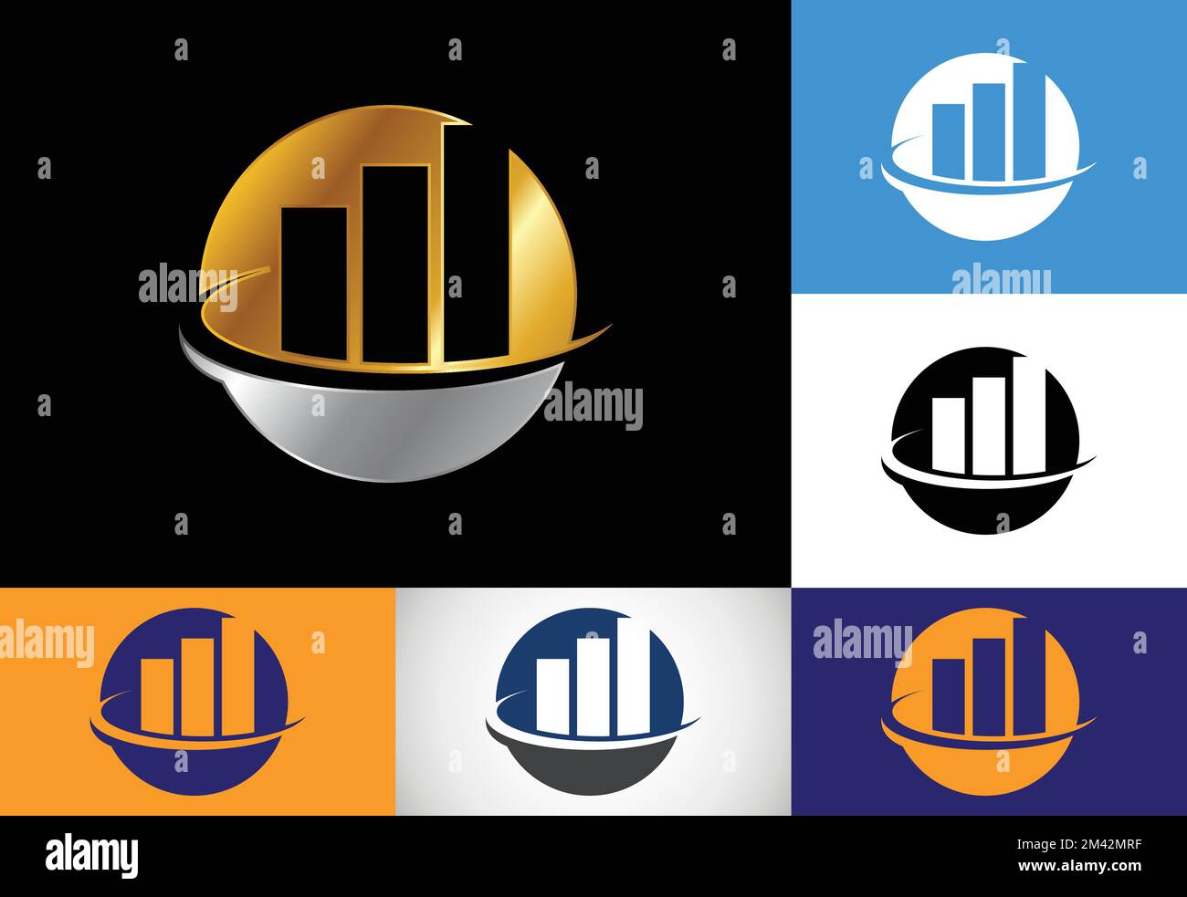 Modern color variation finance and accounting logo design vector ...