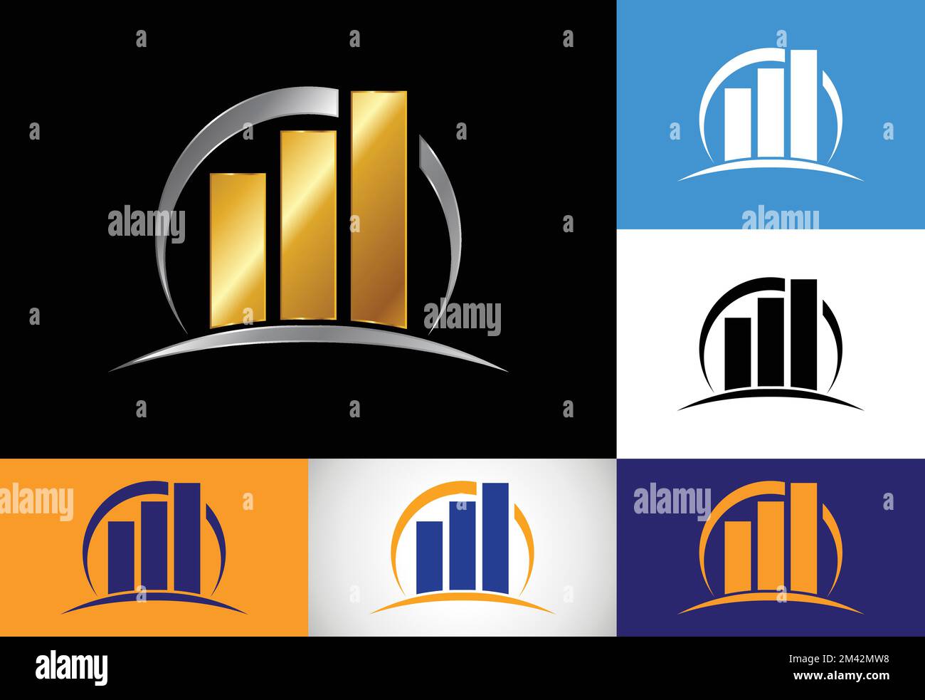 Modern color variation finance and accounting logo design vector ...