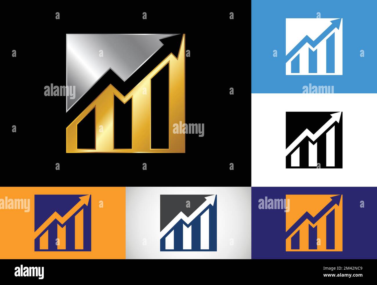 Modern color variation finance and accounting logo design vector ...