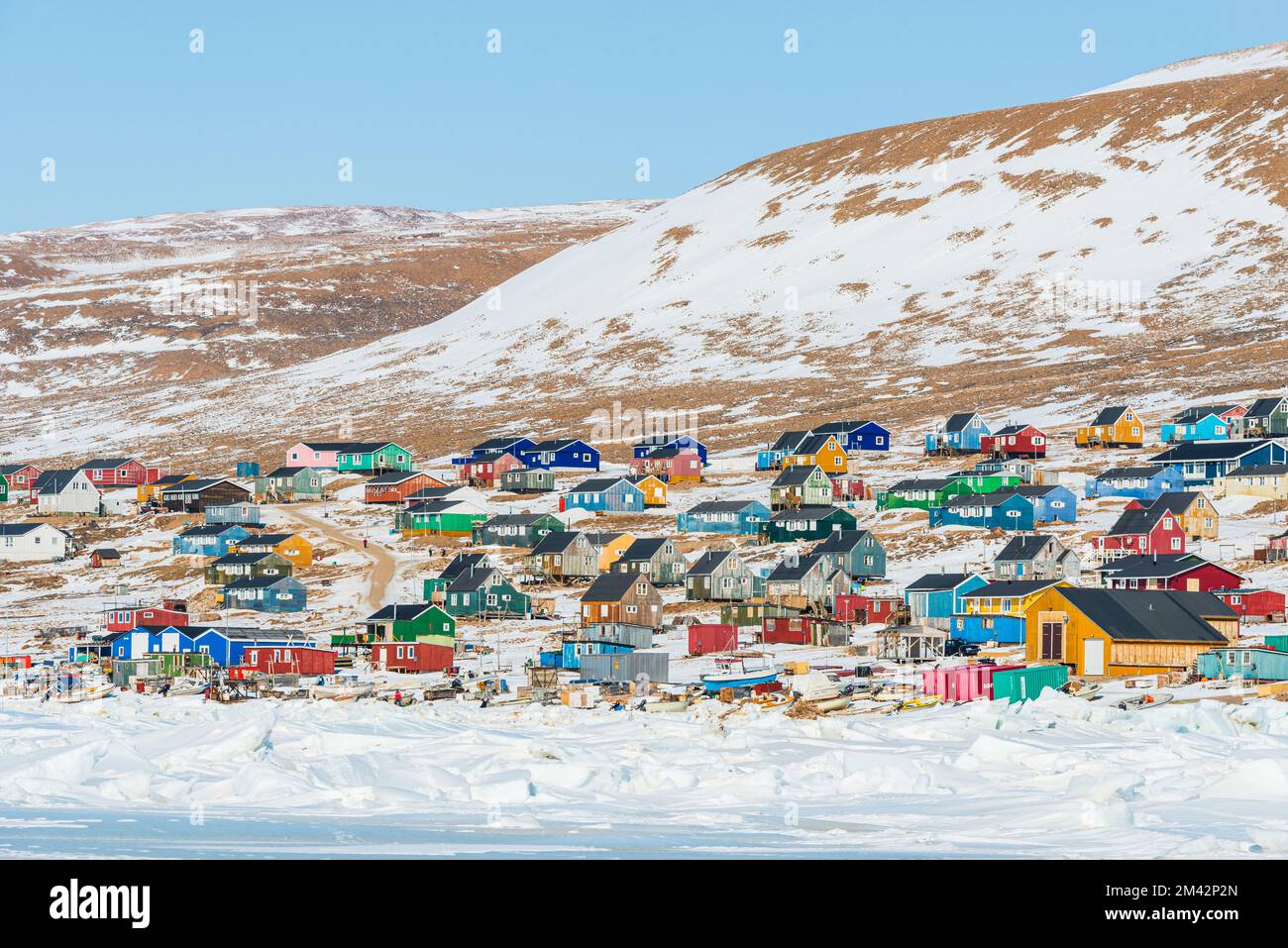 Buildings at village of Qaanaaq, Greenland Stock Photo - Alamy