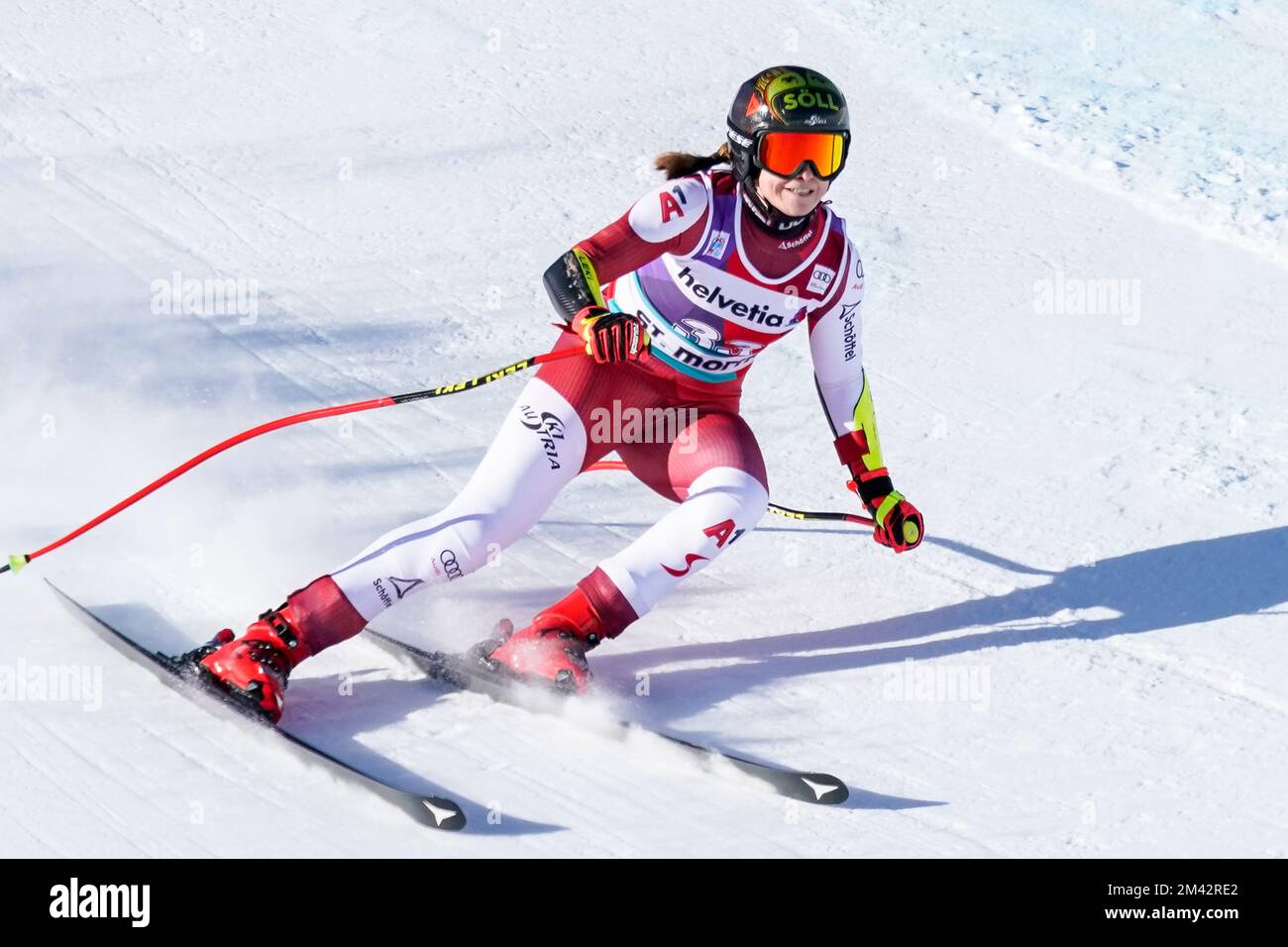 ST MORITZ, SWITZERLAND - DECEMBER 18: Christina Ager of Austria in ...