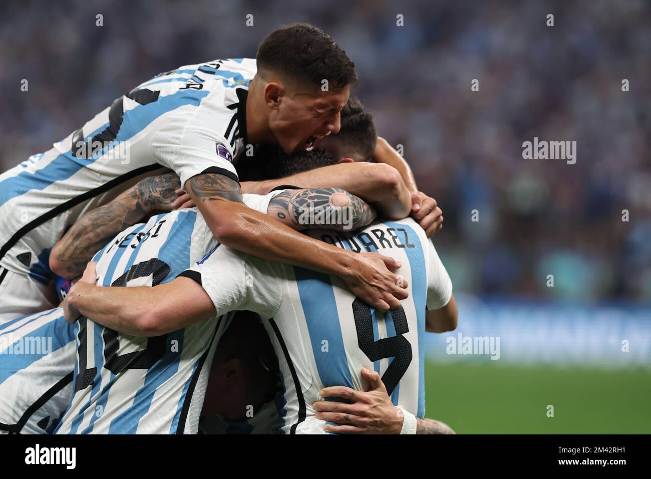 Doha, Qatar, December 18, 2022. Argentina celebrates it’s second goal ...
