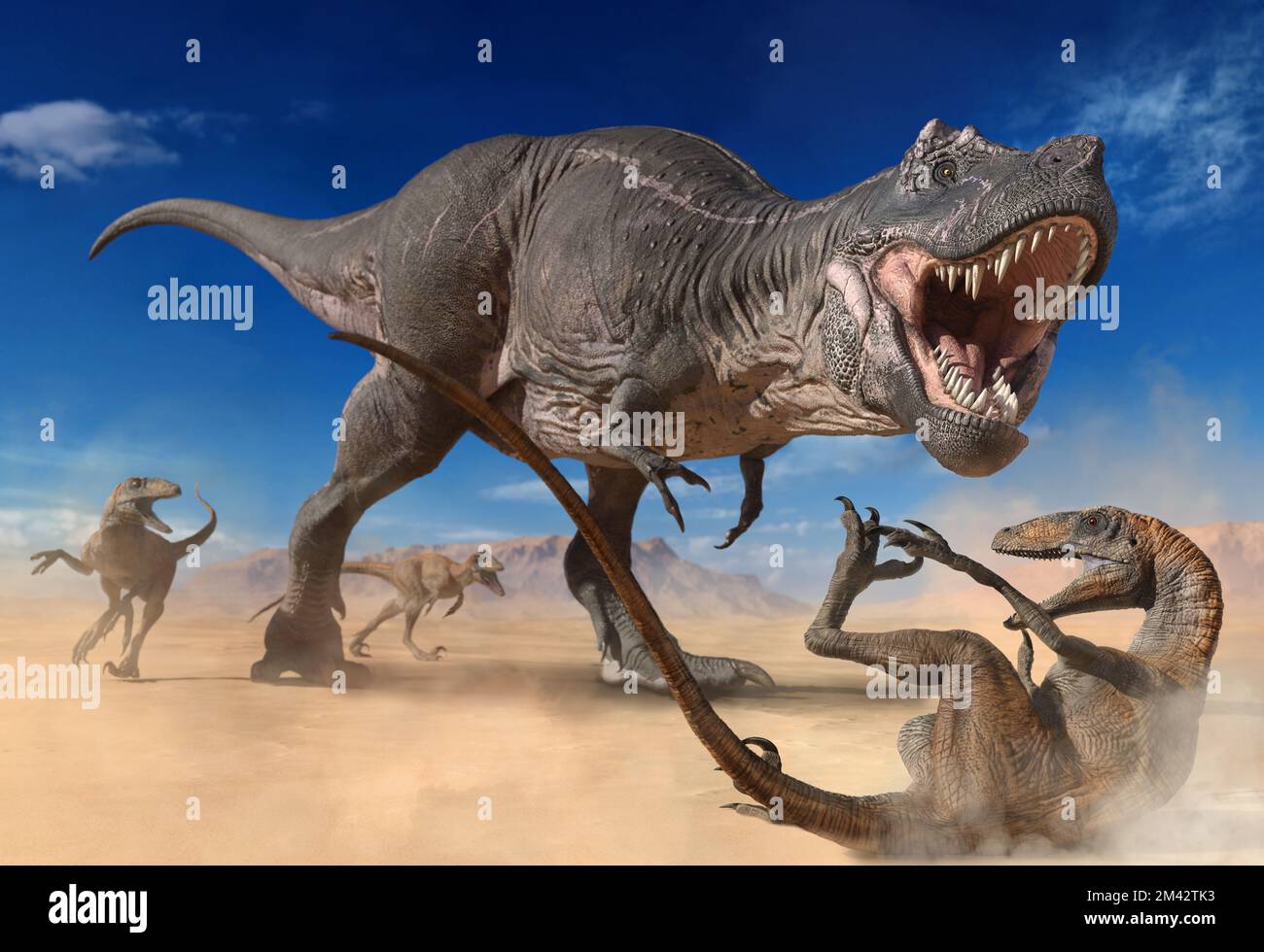 Tyrannosaurus with smaller predators from the Cretaceous era 3D ...