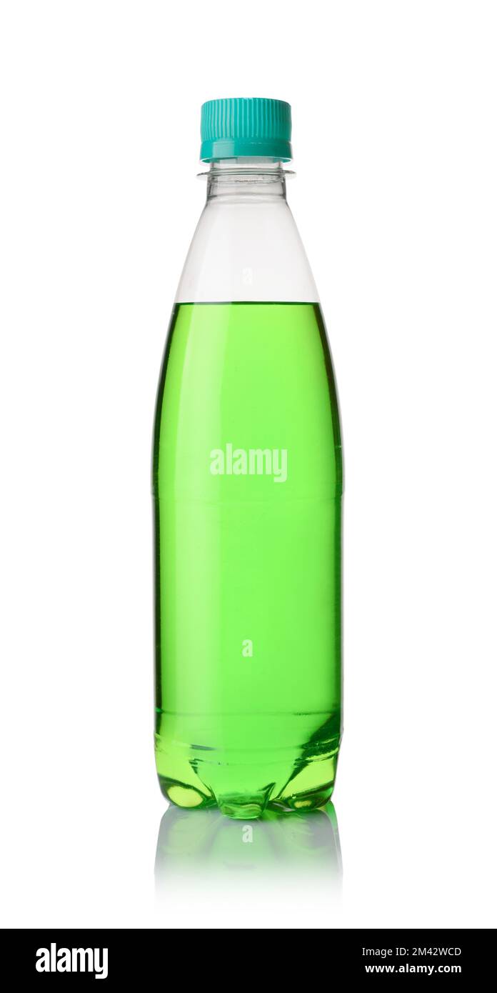 Green sparkling water in a plastic bottle isolated on white Stock Photo - Alamy