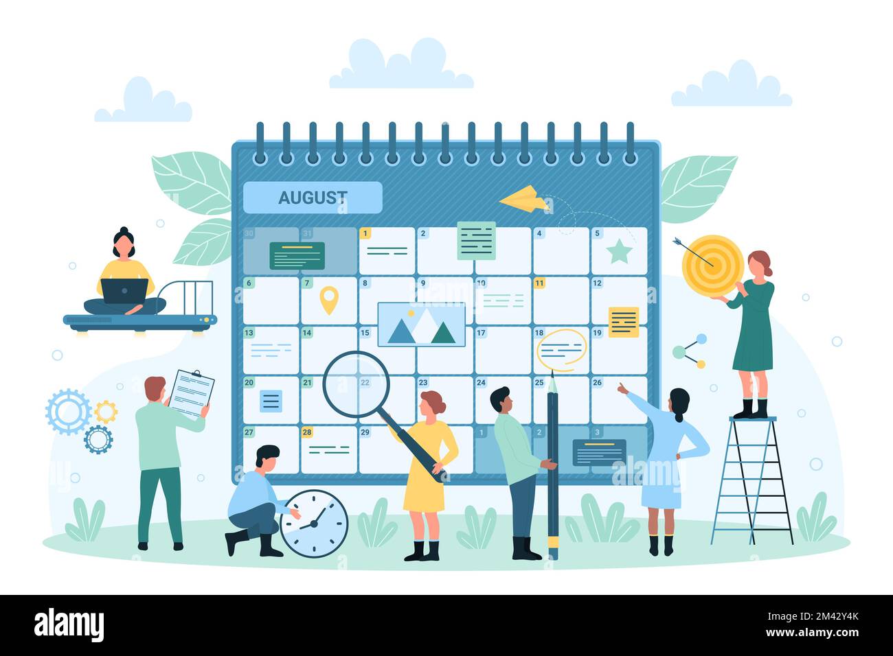 Business project planning vector illustration. Cartoon tiny people ...