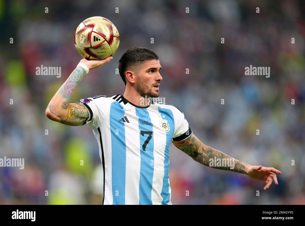 Argentina's Rodrigo Paul De during the FIFA World Cup final at Lusail ...