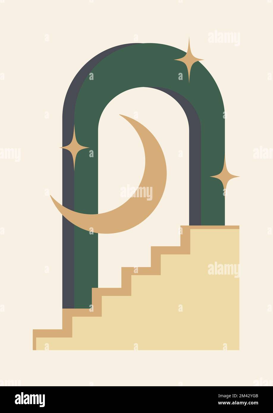Modern middle east aesthetic illustration. Architecture wall decor ...