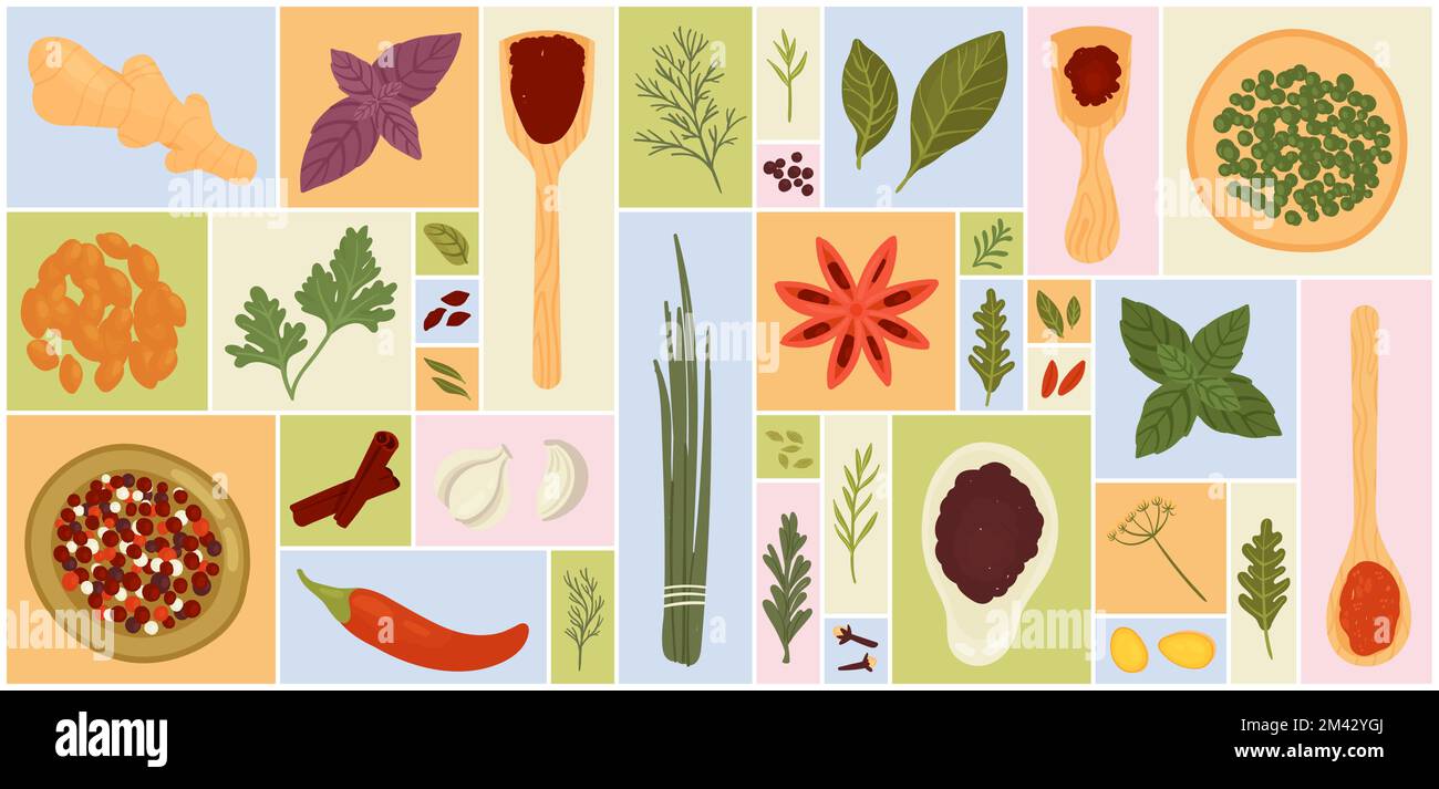 Various colorful seeds collage Stock Vector Images - Alamy