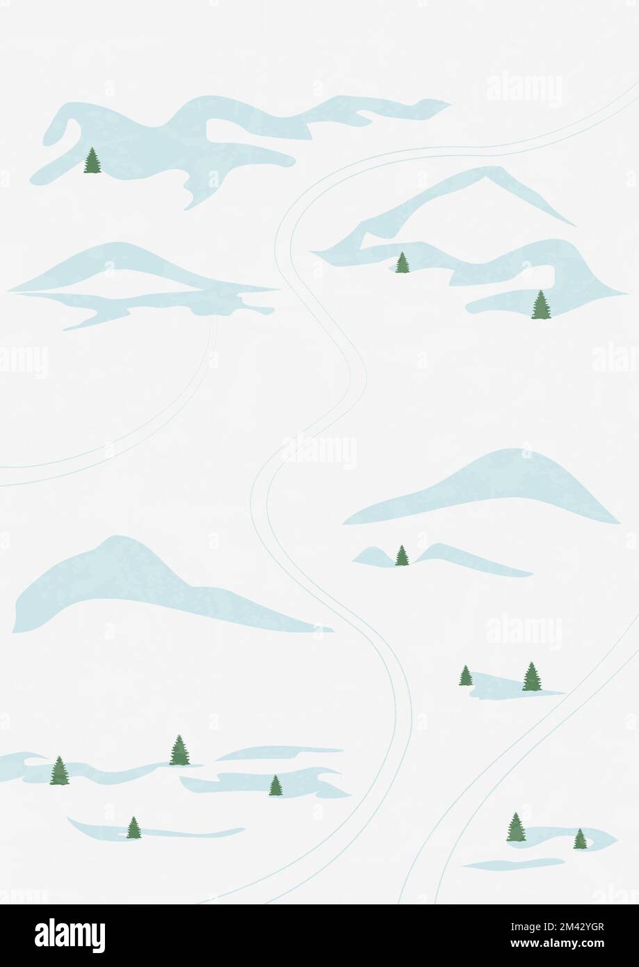 Landscape illustration of winter snowy hills. Travel poster, winter ...