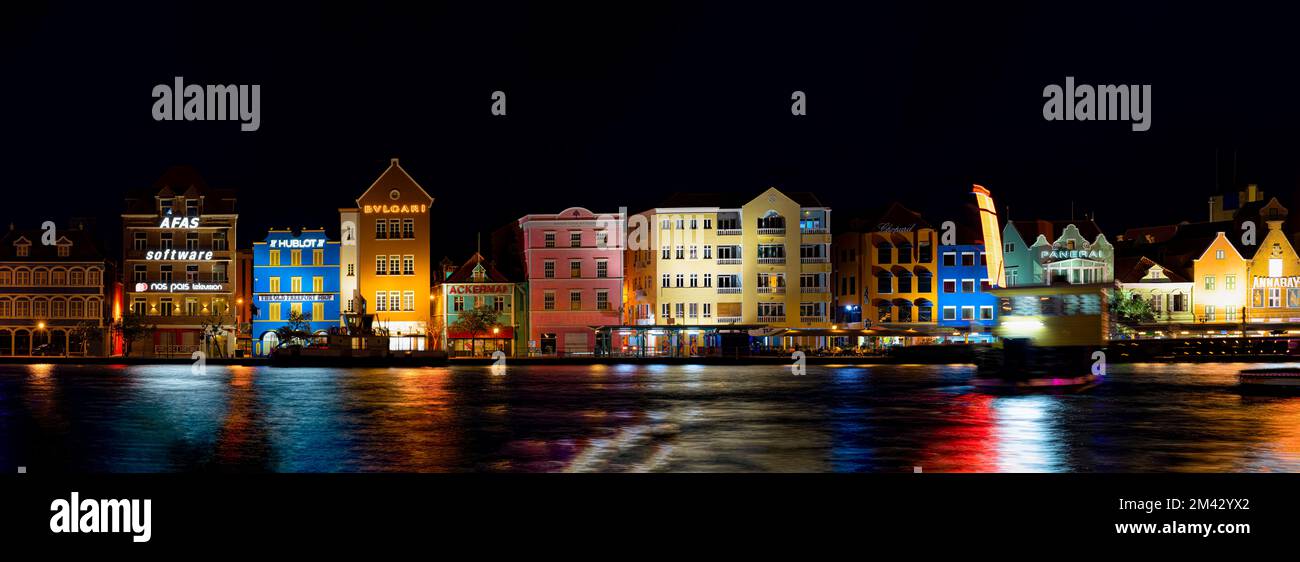 Punda waterfront of downtown Willemstad, Curacao. View across Sint Anna ...