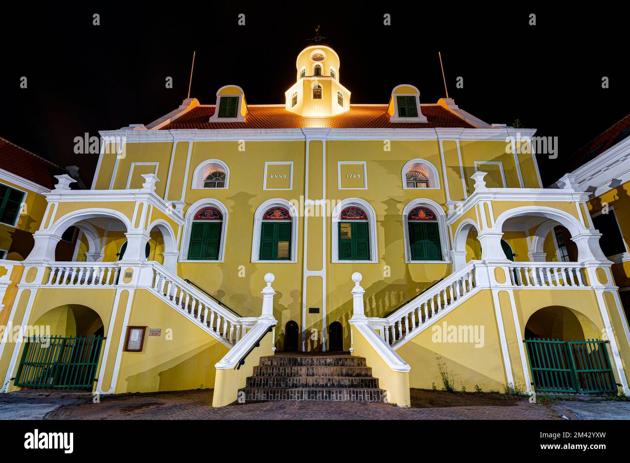 Fort Church at Governor's Palace interior courtyard at night ...