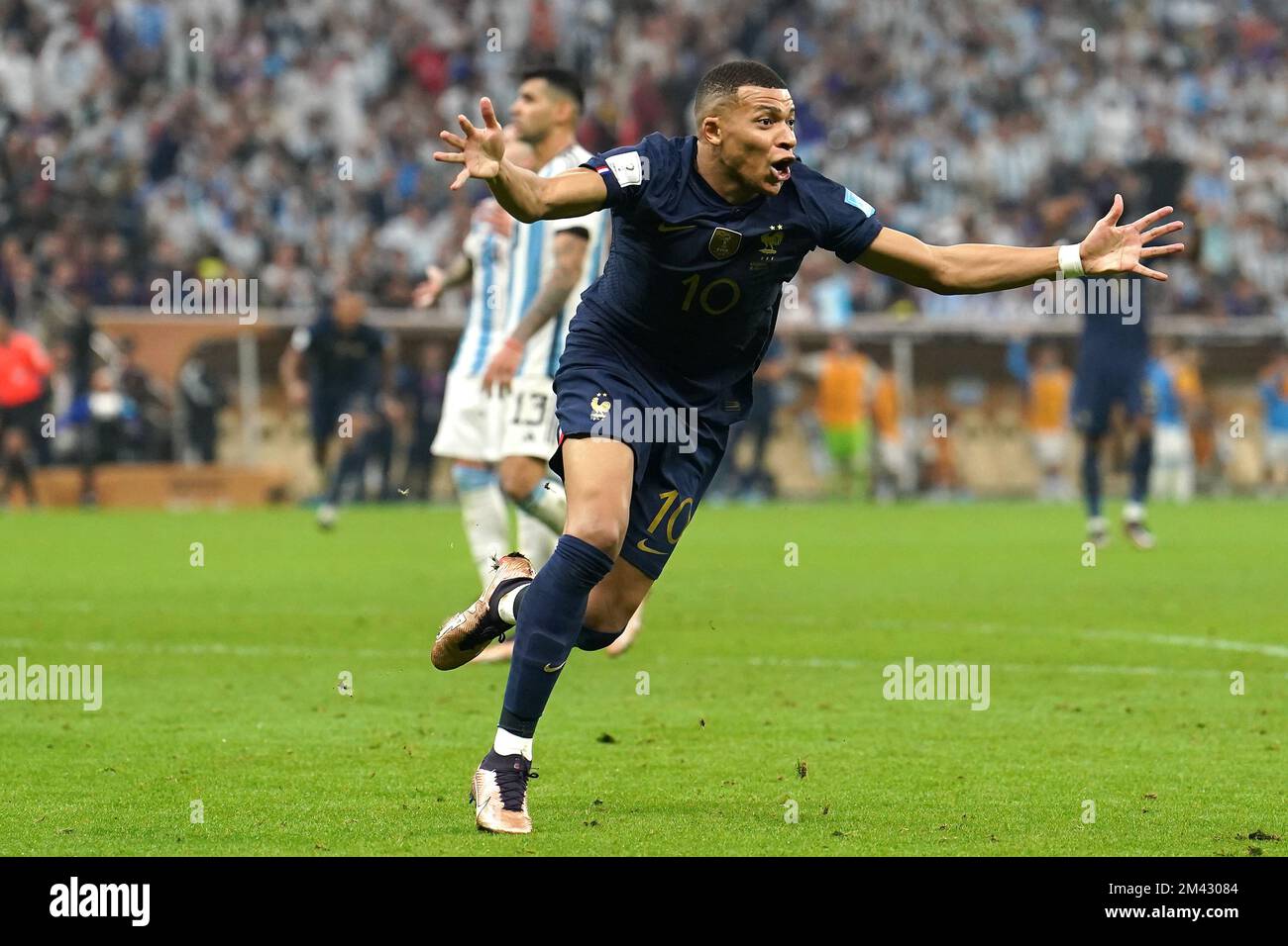 France's Kylian Mbappe celebrates scoring their side's second goal of ...