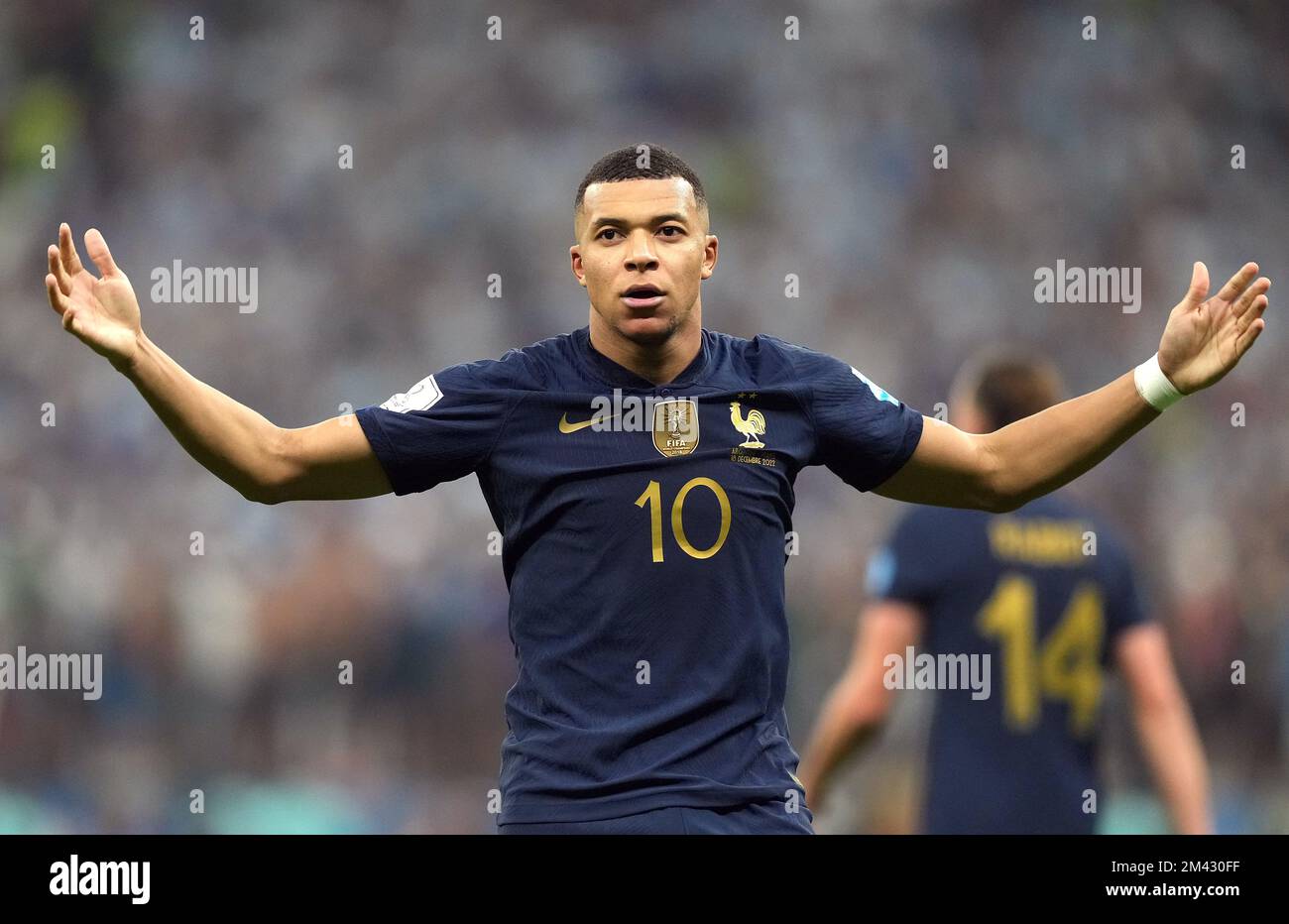 France's Kylian Mbappe celebrates scoring their side's second goal of ...