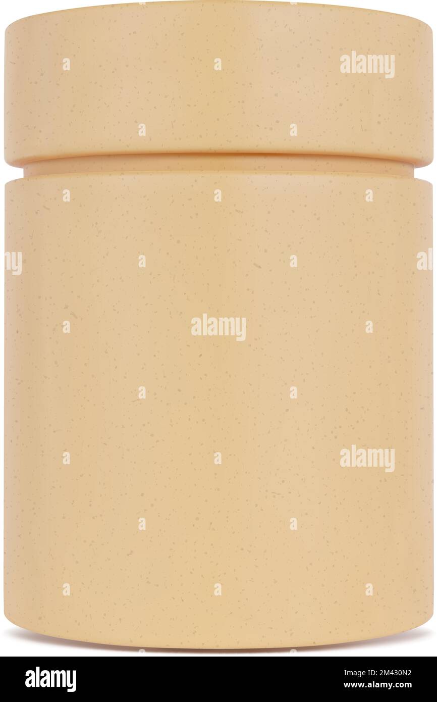 Beige paper tube package mockup isolated on white background. Blank ...