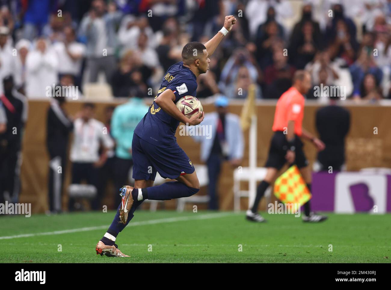 Doha, Qatar, 18th December 2022. Kylan Mbappe of France celebrates ...