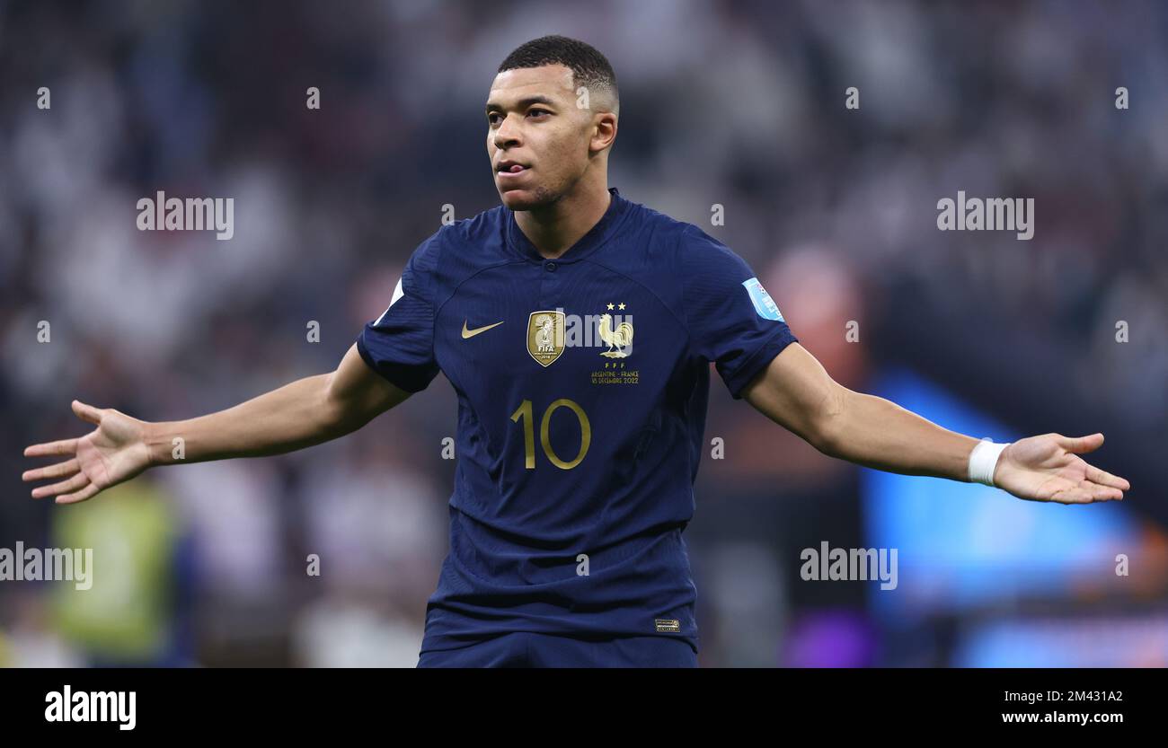 Doha, Qatar, 18th December 2022. Kylan Mbappe of France celebrates ...
