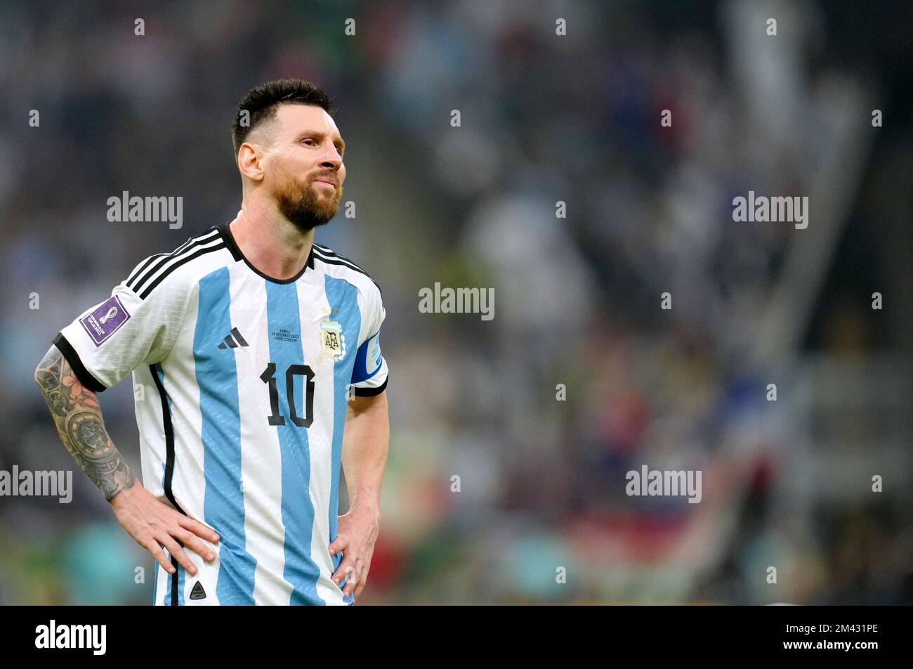 Argentina's Lionel Messi appears dejected during the FIFA World Cup ...