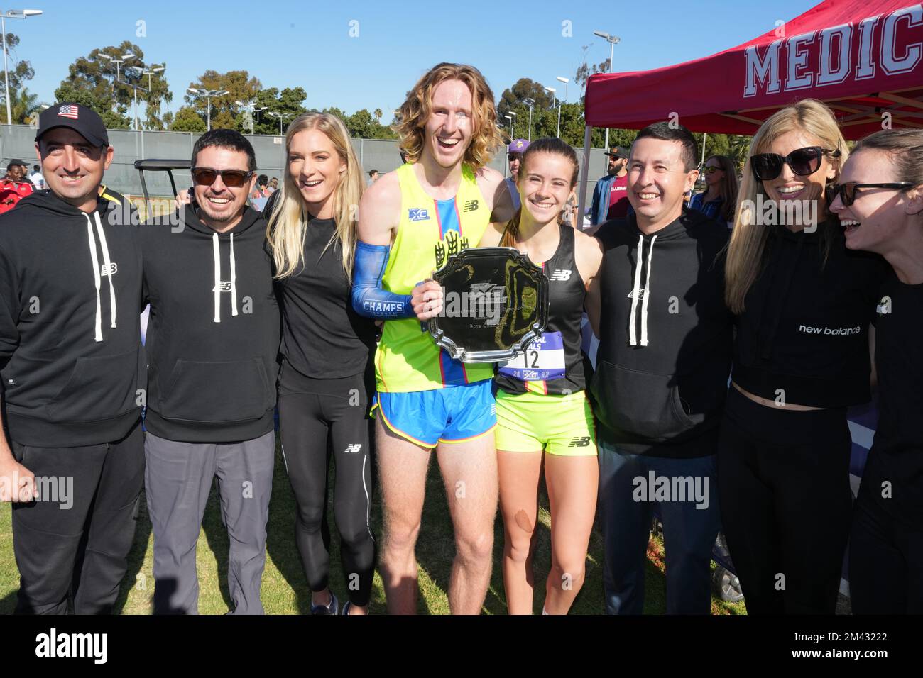 Girls winner Karrie Baloga and boys winner Kole Mathison pose with ...