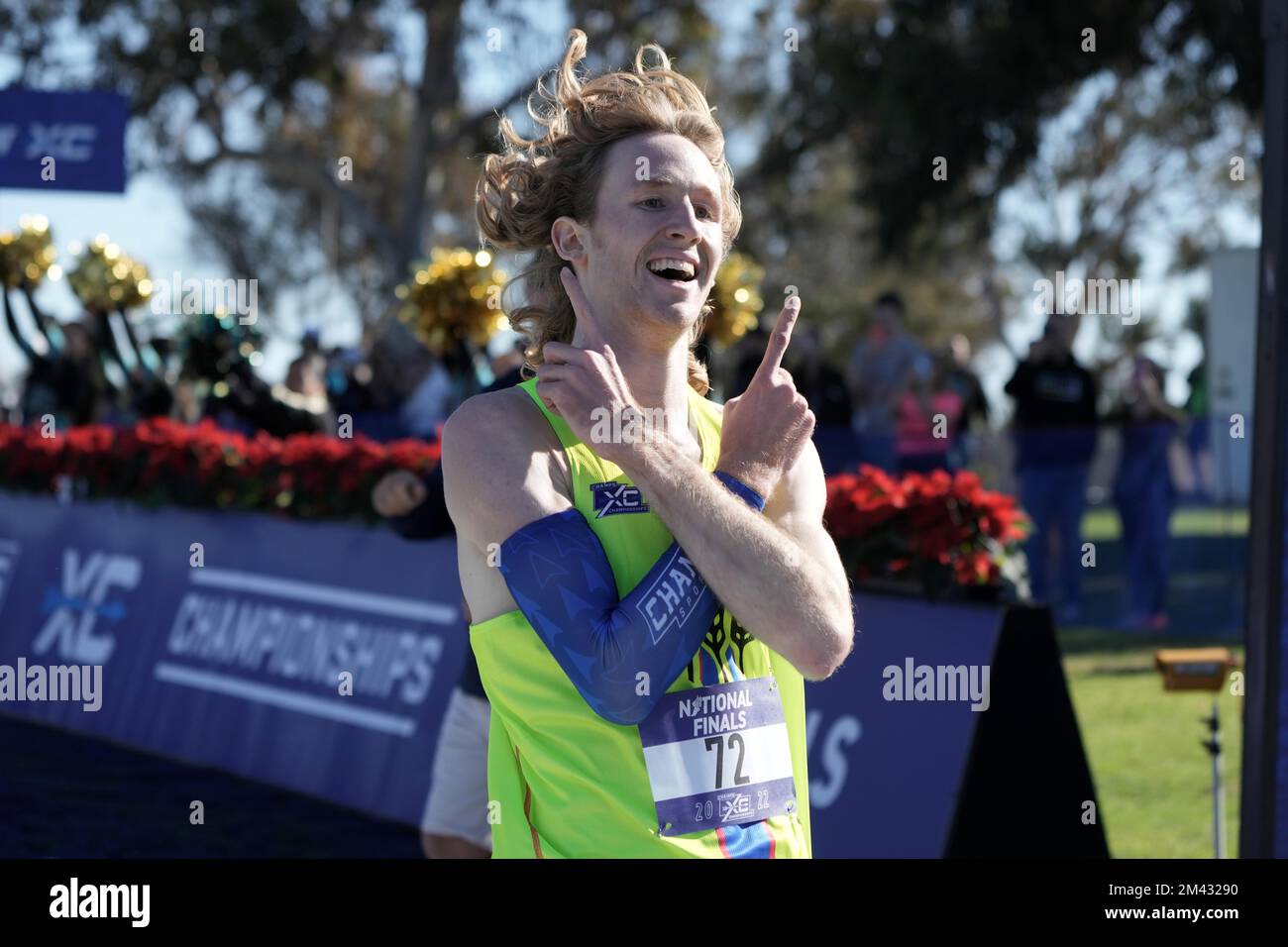 Kole Mathison celebrates after wining the boys race in 14:46.6 at the ...