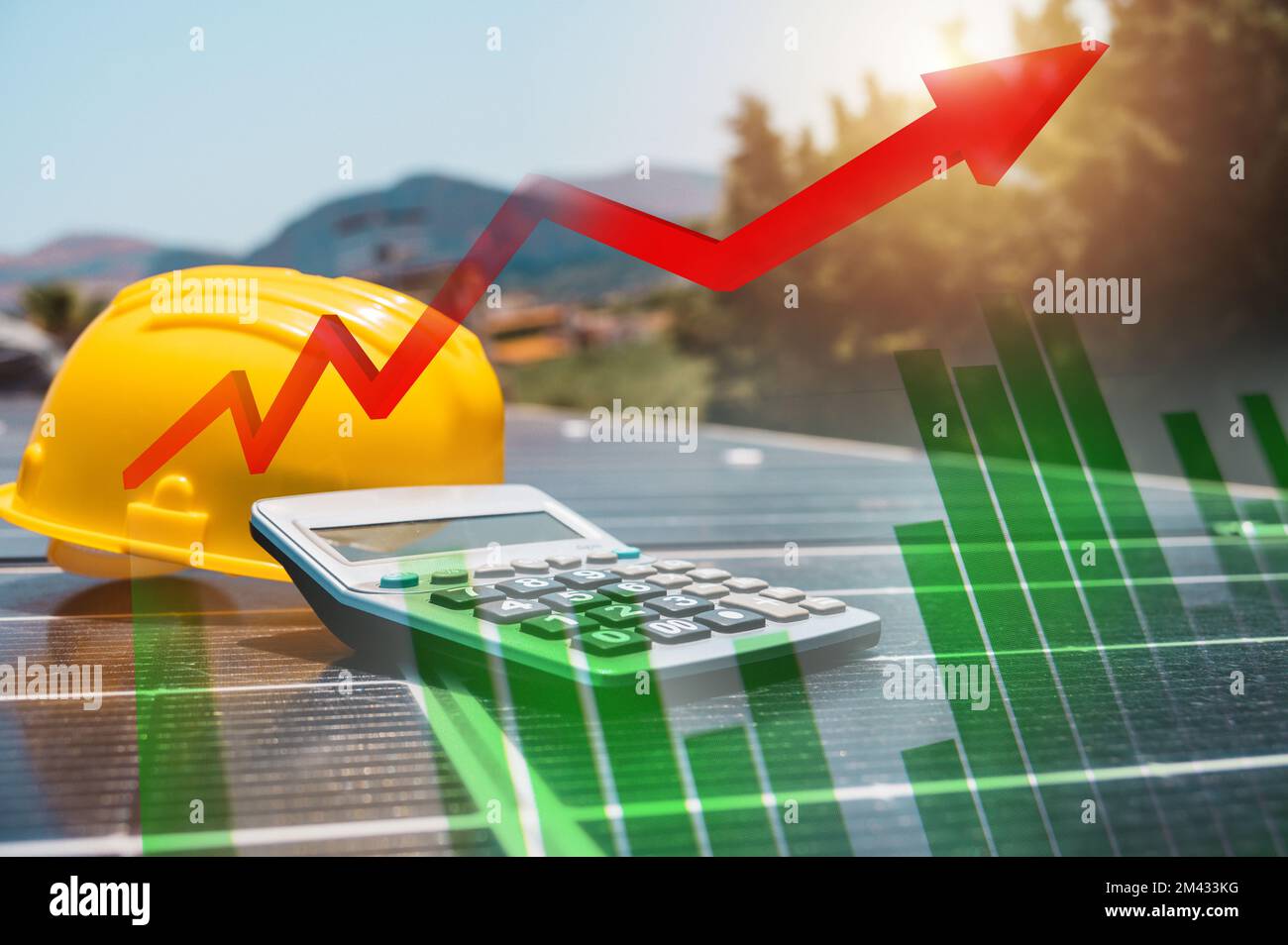 Renewable energy system with solar panel on the roof with stats and ...