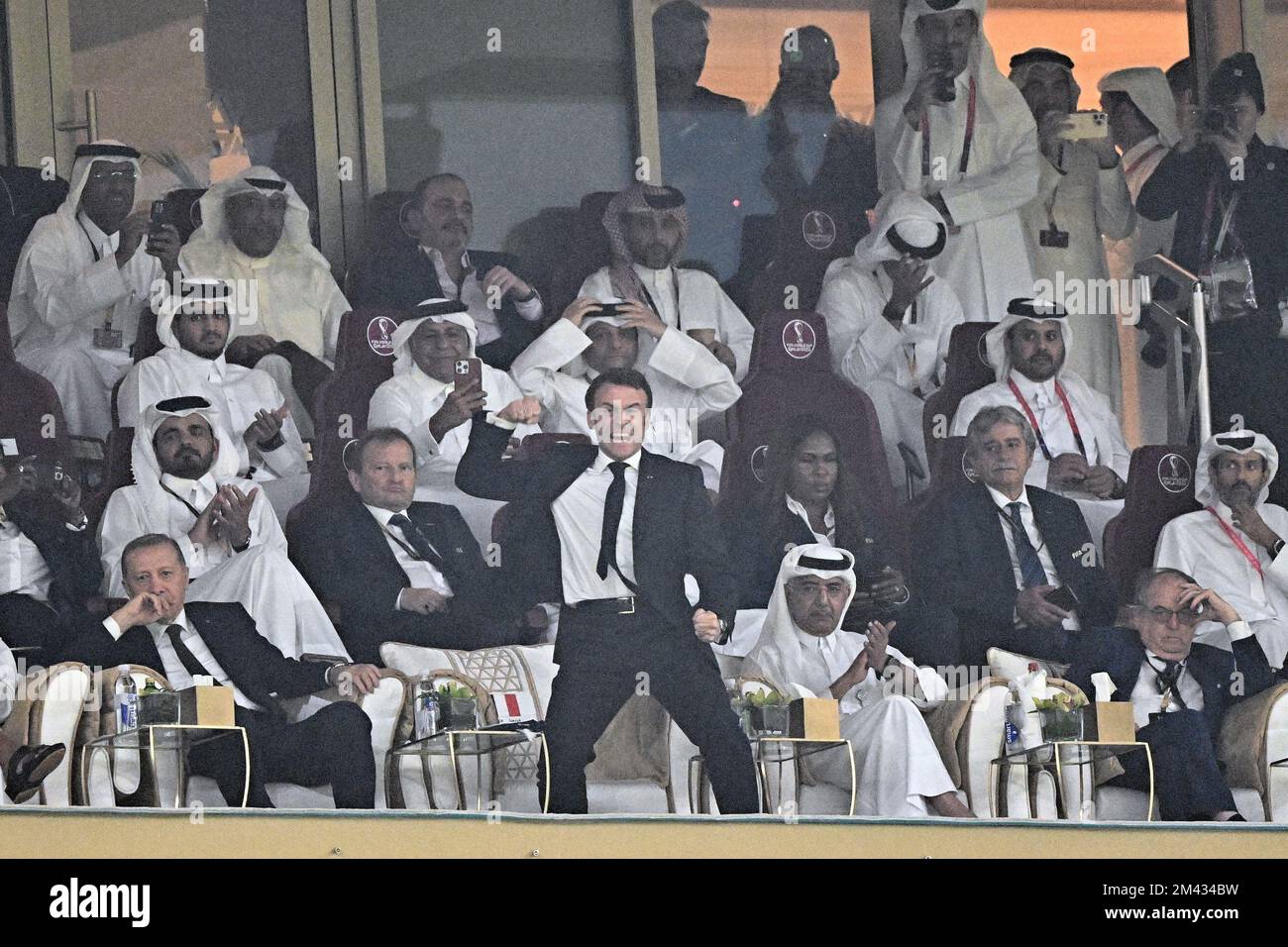 French President Emmanuel Macron during the FIFA World Cup Qatar 2022 ...