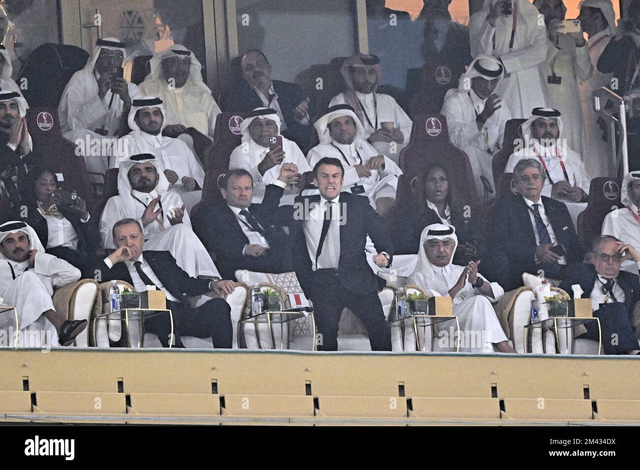 French President Emmanuel Macron during the FIFA World Cup Qatar 2022 ...