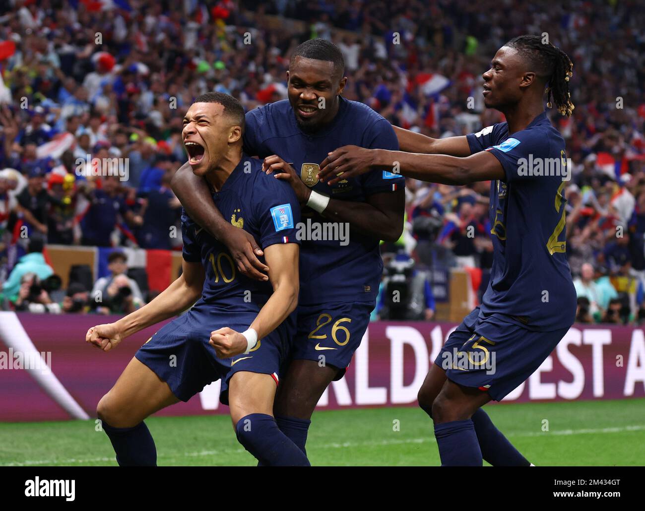 Doha, Qatar, 18th December 2022. Kylan Mbappe of France celebrates ...