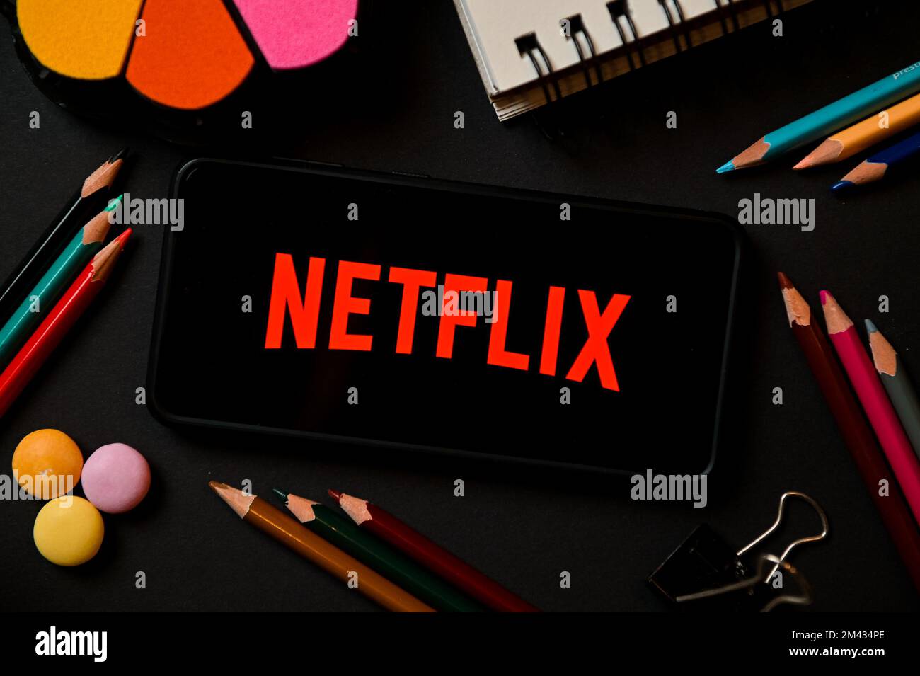 Poland. 17th Dec, 2022. In this photo illustration a Netflix logo seen ...