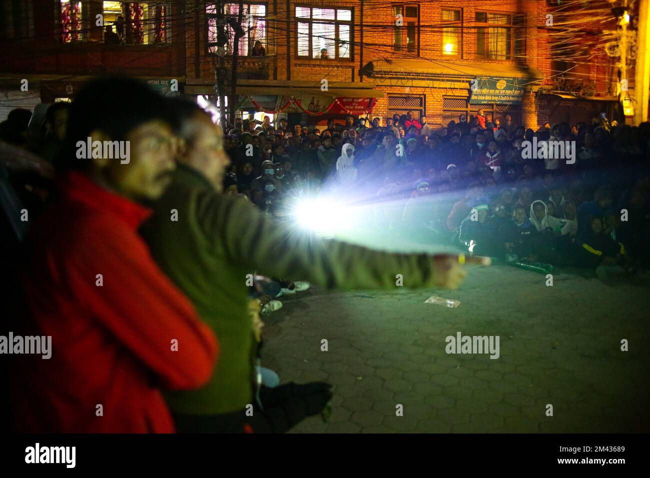 Nepal. 18th Dec, 2022. Nepali football fans watch the final match of ...