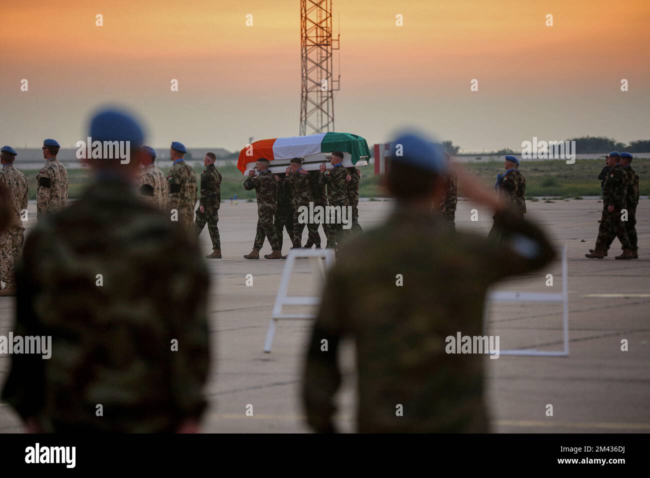 Beirut, Lebanon. 18th Dec, 2022. The coffin of Irish peacekeeper ...