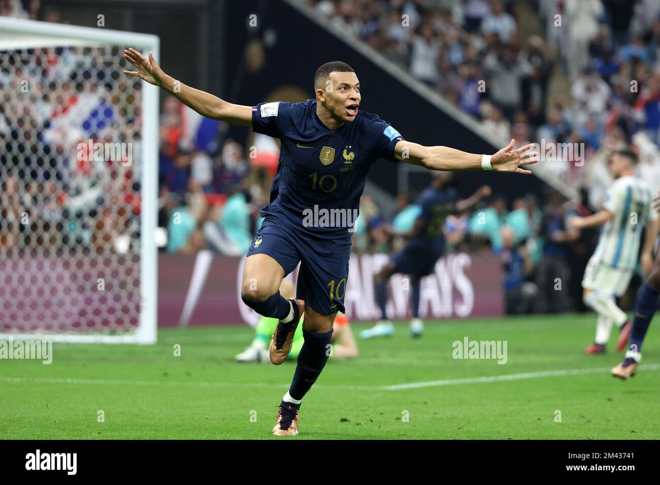 LUSAIL CITY, QATAR - DECEMBER 18: Kylian Mbappe of France celebrate ...