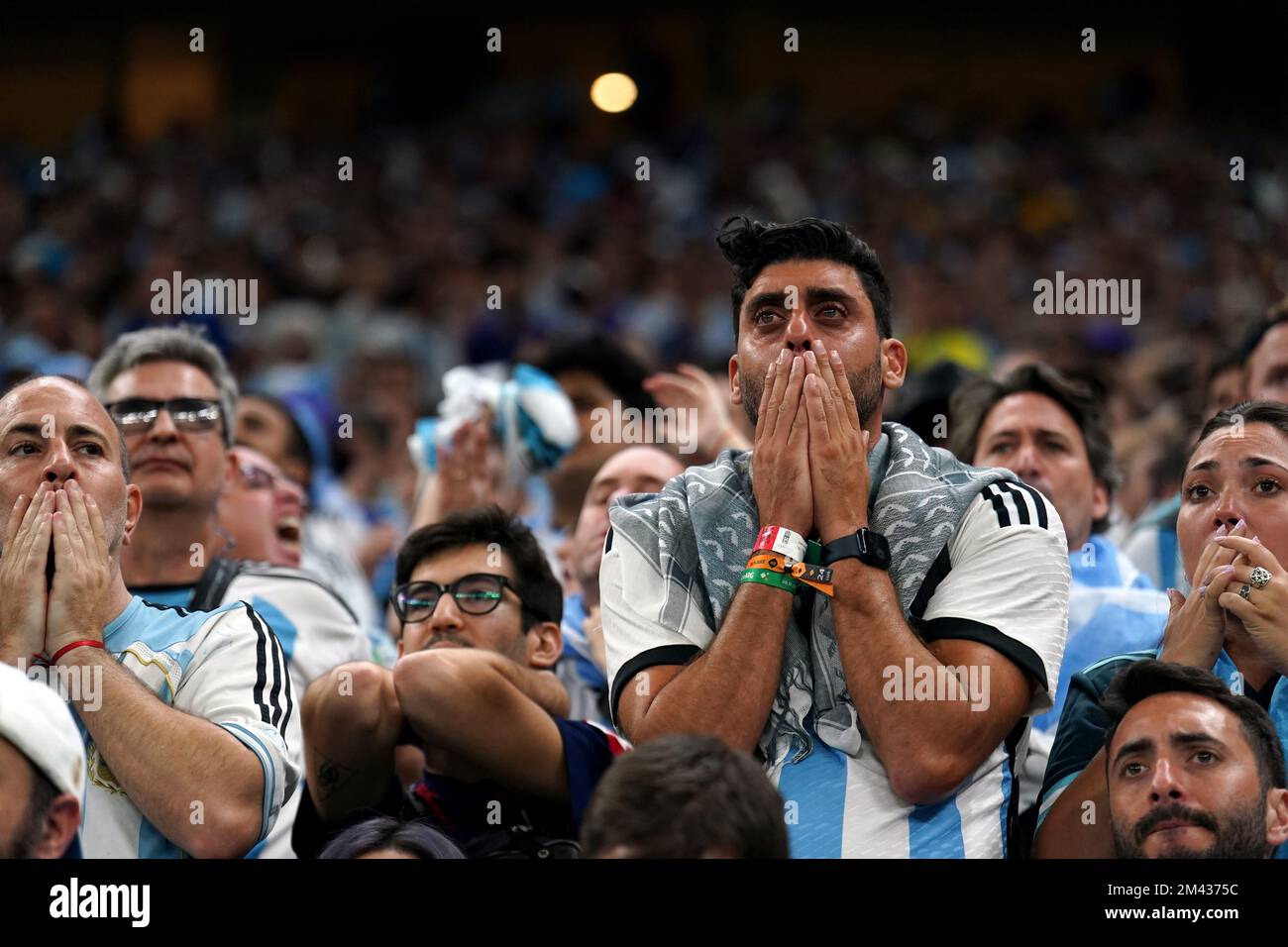 An Argentina fan looks on during the FIFA World Cup final at Lusail ...