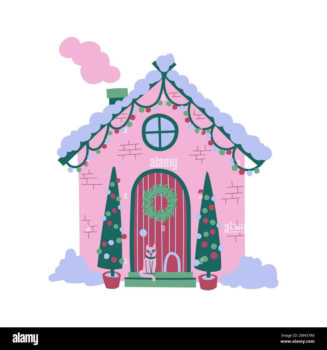 Cartoon house porch christmas hi-res stock photography and images - Alamy