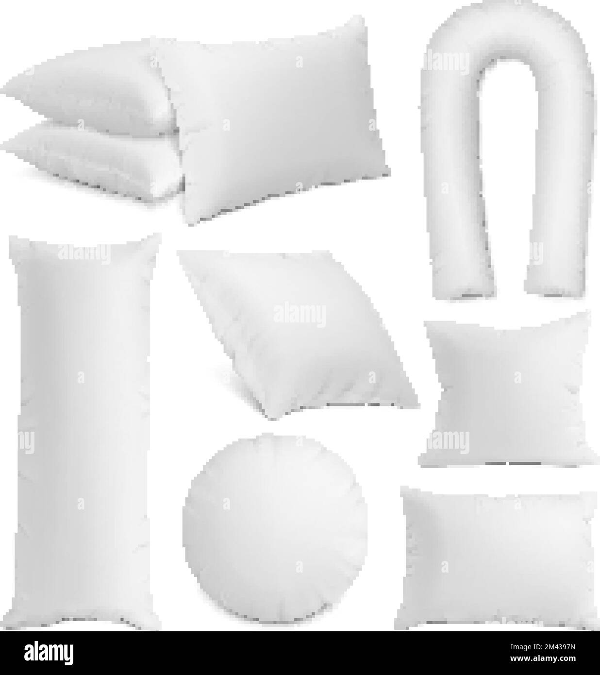 3d realistic pillow white mockup. Cervical pillows relaxation ...
