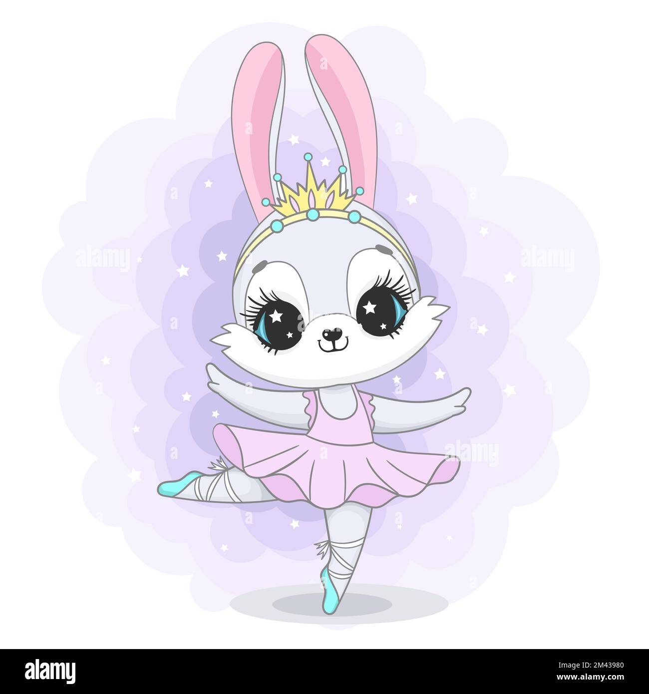 Cute dancing bunny ballerina. Vector illustration Stock Vector Image ...