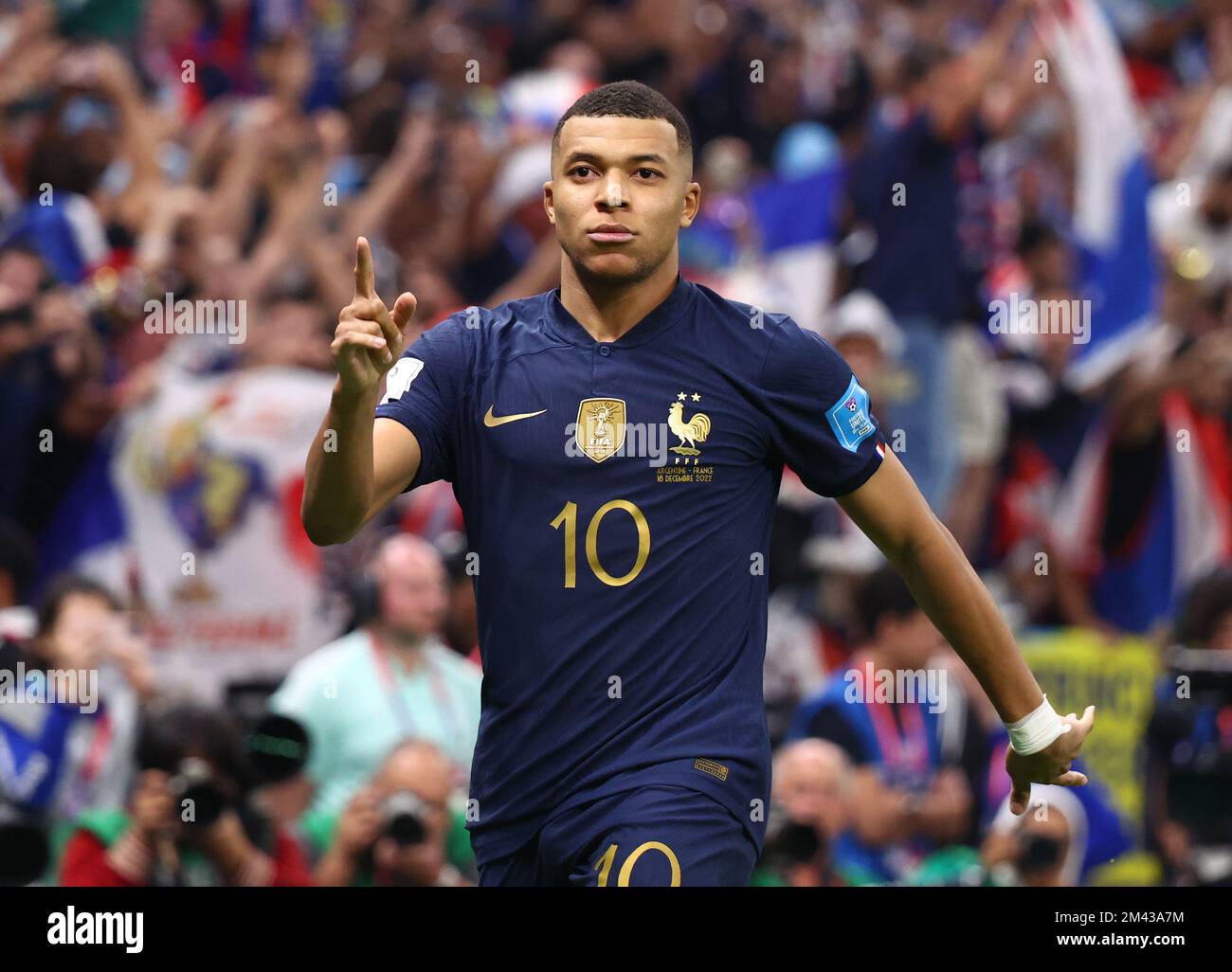 Doha, Qatar, 18th December 2022. Kylan Mbappe of France celebrates ...