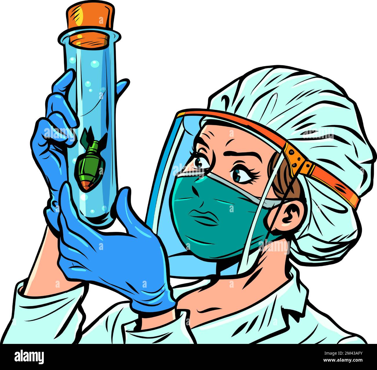 Female Medic and Test Tube bomb rocket weapon war nuclear Stock Vector ...
