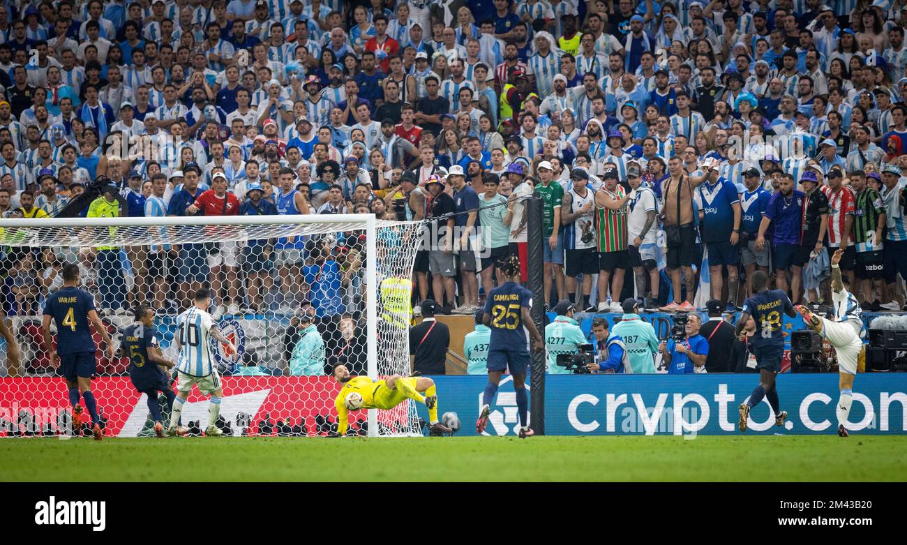 Doha, Qatar. 18th Dec, 2022. Lionel Messi (Arg) scores the goal for 3:2 ...