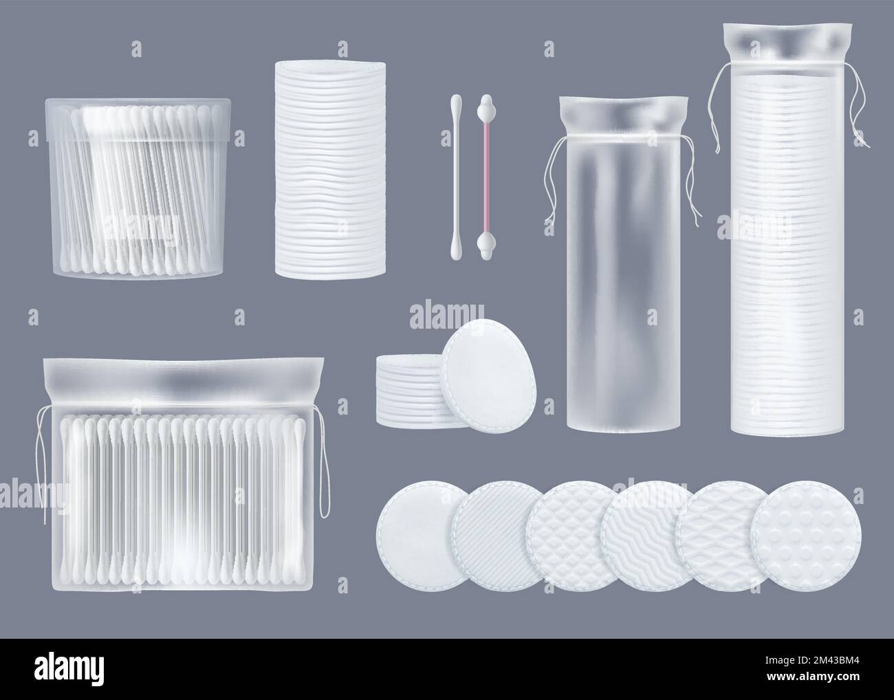 Cotton wool items. Hygiene cosmetics products for skin care ear swabs ...