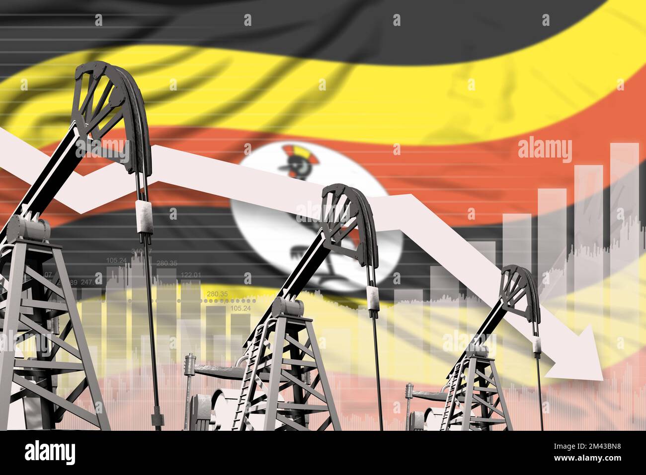 Uganda oil industry concept, industrial illustration - lowering down ...
