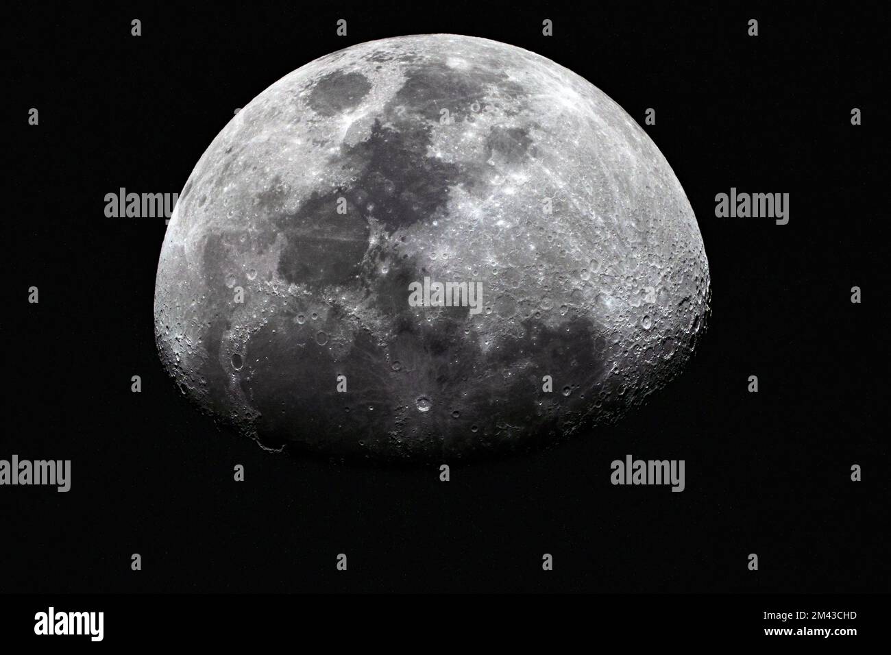 A highly detailed shot of the Moon against a black background Stock ...